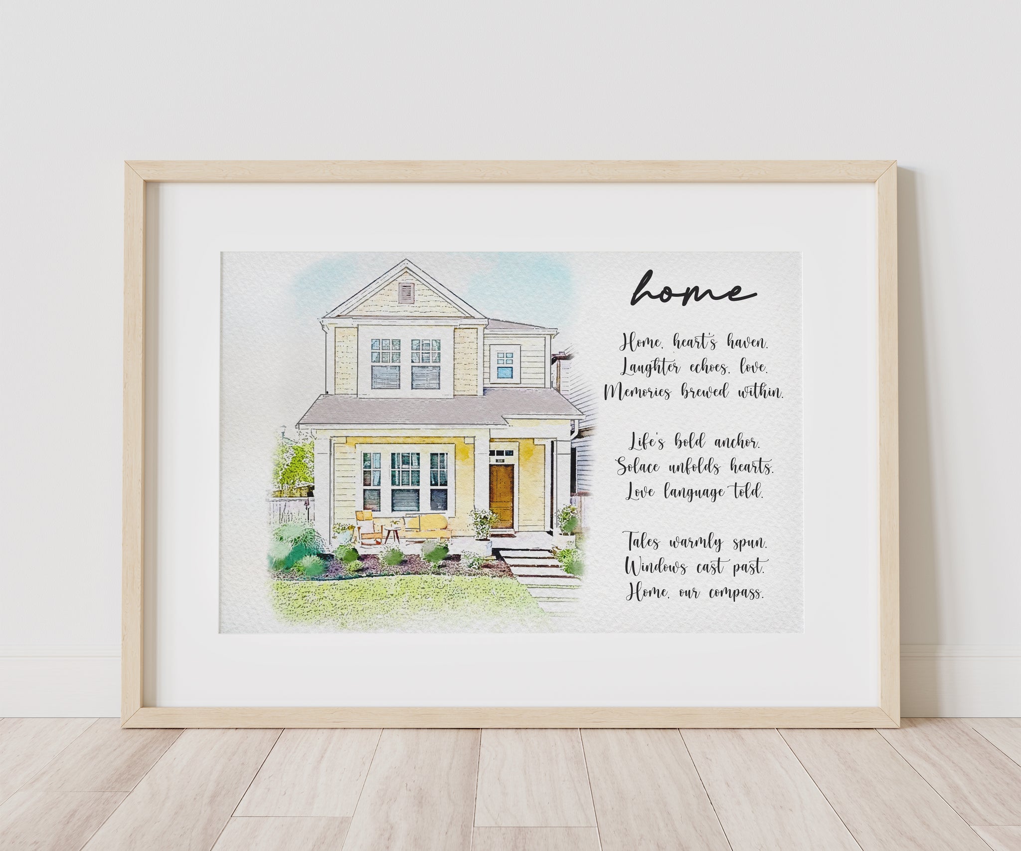 Watercolor Hand Drawn House Custom Portrait – The Custom Portrait Shop